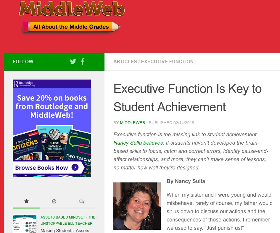 Dr. Nancy Sulla Reveals Key to Student Achievement on Middleweb.com ...
